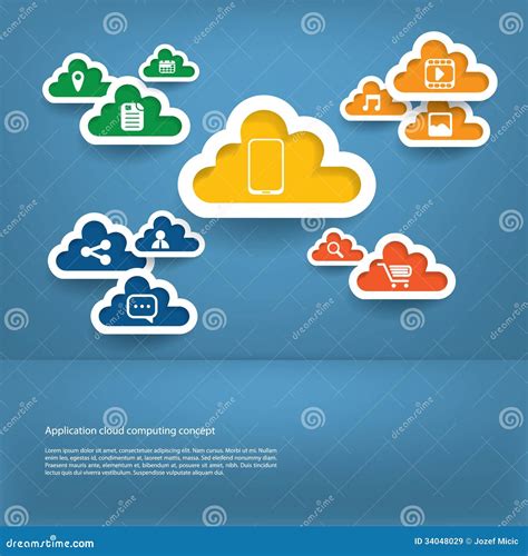 Cloud Computing Concept With Web Icons Set Flat De Stock Vector