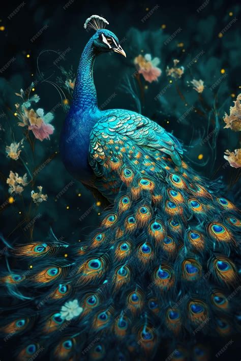 Premium Photo Modern Art Fantasy Peacock Luxury Digital Art Generative Ai