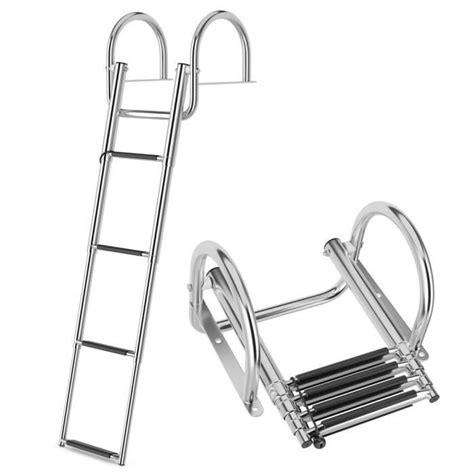 COSTWAY Échelle de Piscine Pliable en Acier Inoxydable 4 Marches