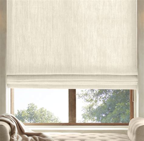 Belgian Textured Linen Flat Roman Shade Rh