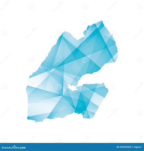 Vector Illustration Of Djibouti Map With Blue Colored Geometric Shapes