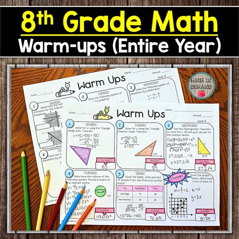8th Grade Math Warm Ups 8th Grade Math Middle School Math Classroom Middle School Math Teacher