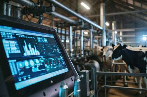 Premium Photo A Hightech Cow Farm Managed By Artificial Intelligence Dashboard With Phrase Ai