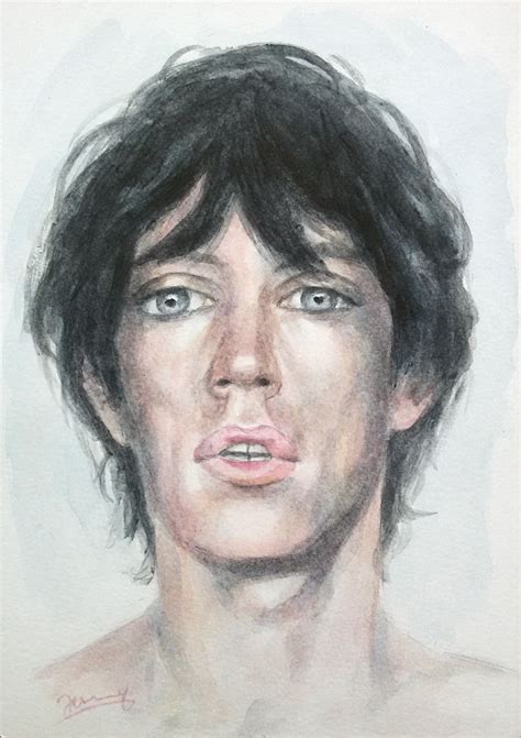 Jannys ART Mick 1973 Mick Jagger Aquarell Portrait