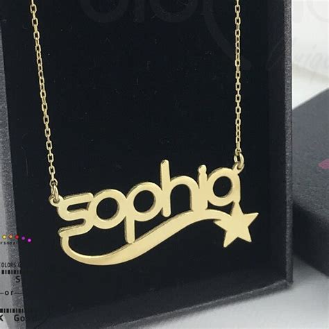 Custom Star Name Necklace Etsy