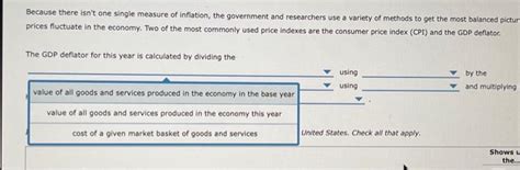 Solved 2 Alternative Price Indexes Because There Isn One