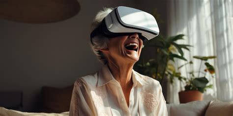 Premium Ai Image Vr Journey For Wise Elderly Woman