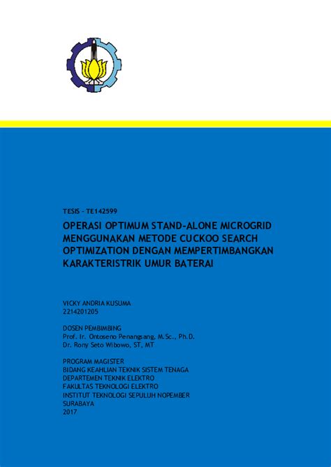 Pdf Operasi Optimum Stand Alone Microgrid Menggunakan Metode Cuckoo