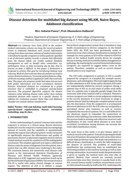 disease detection for multilabel big dataset using mlam naive bayes