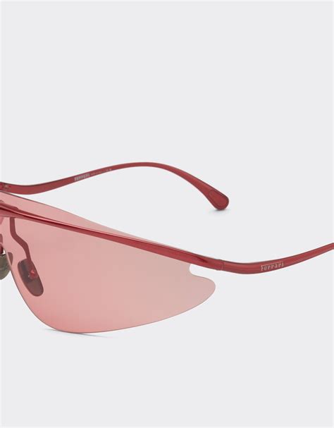 Ferrari Shield Sunglasses In Red Metal With Red Lens In Red Ferrari®