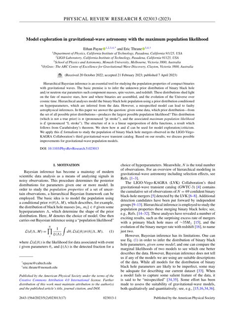 Pdf Model Exploration In Gravitational Wave Astronomy With The