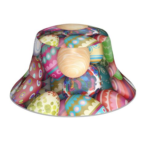 Lukts Unisex Easter Eggs Print Double Side Wear Reversible Reflective Bucket Hat Travel Beach