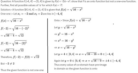 A Function F 44 → 04 Is Given By Fx √16 X²