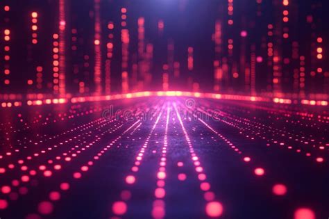 Futuristic Digital Data Grid Network With Glowing Red Lights For Tech Background Generative Ai