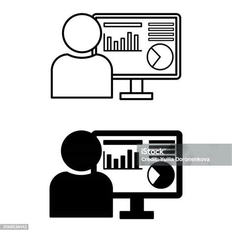 Ikon Analis Data Ikon Vektor Hitam Dan Putih Dari Seseorang Yang