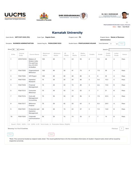Mba 2nd Sem Results Uucms Unified University College Management