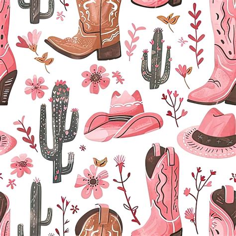 Um papel de parede uma variedade de botas de cowboy e um chapéu