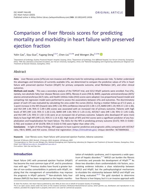 Pdf Comparison Of Liver Fibrosis Scores For Predicting Mortality And Morbidity In Heart