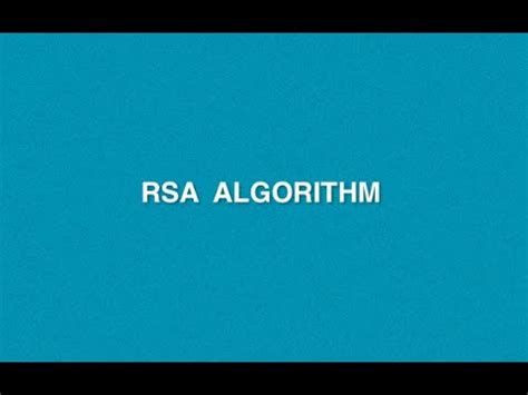 RSA Algorithm Example Cryptography Security YouTube