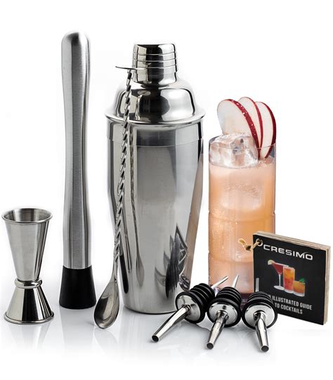 24 Oz Cocktail Shaker Set With Premium Drink Mixer Accessories Drink