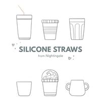 Silicone Straw Set Pack Of 6 Oak Multi Mix Nightingale