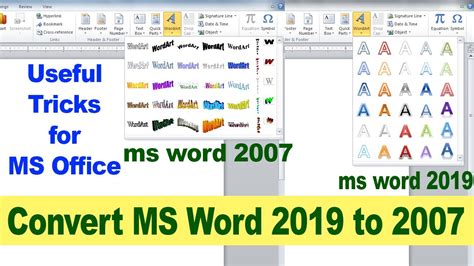Convert Ms Office 2019 To 2007 Tricks For Msword Youtube
