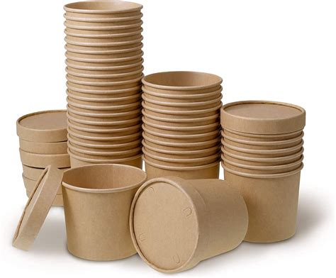 25 X Brown Disposable Soup Ice Cream Container [25 Pack 26oz