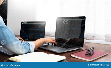 Software Developer Or Programmer Working Data Debugging Improvement Binary Algorithm On Desktop