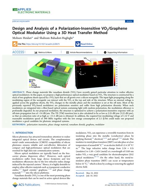 Pdf Design And Analysis Of A Polarization Insensitive Vo 2 Graphene