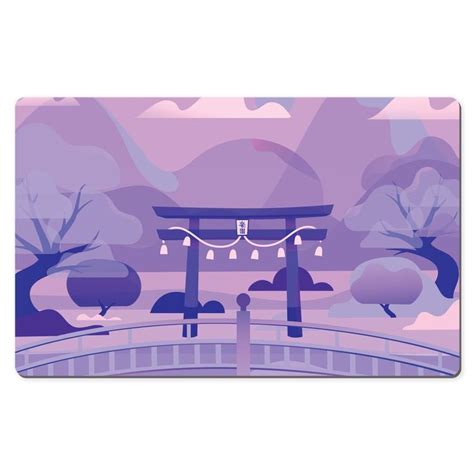 Cute Purple Kawaii Japanese Street Temple Desk Mat Pastel Japanese