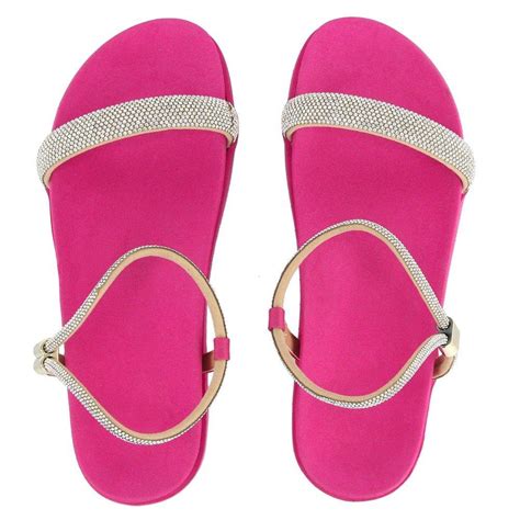 Papete Flor Da Pele Tiras De Strass Feminino Rosa