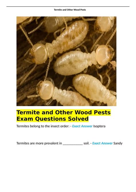 Termite And Other Wood Pests Exam Questions Solvedtermite And Other