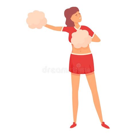 Female Dance Pom Icon Cartoon Vector Cheer Leader Stock Vector