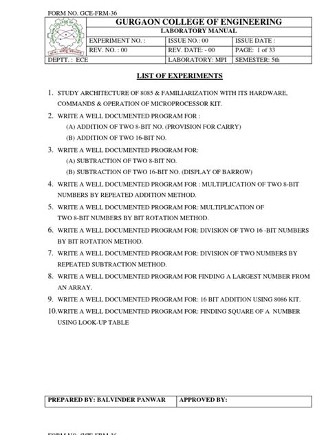 Gce Microprocessor And Interfacing Lab Manuals Pdf Teaching Methods And Materials