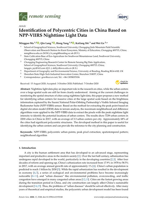 Identification Of Polycentric Cities In China Based On Npp Viirs Docslib