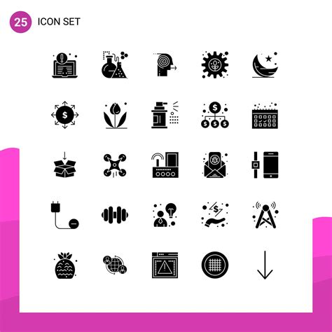 25 Thematic Vector Solid Glyphs And Editable Symbols Of Cresent Setting