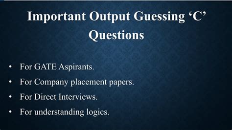 C Programming Output Guessing Introduction Youtube