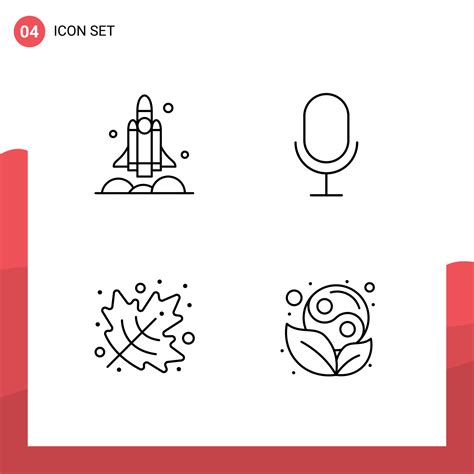 Set Of 4 Modern Ui Icons Symbols Signs For Launcher Leaf Transport Microphone Symbol Editable
