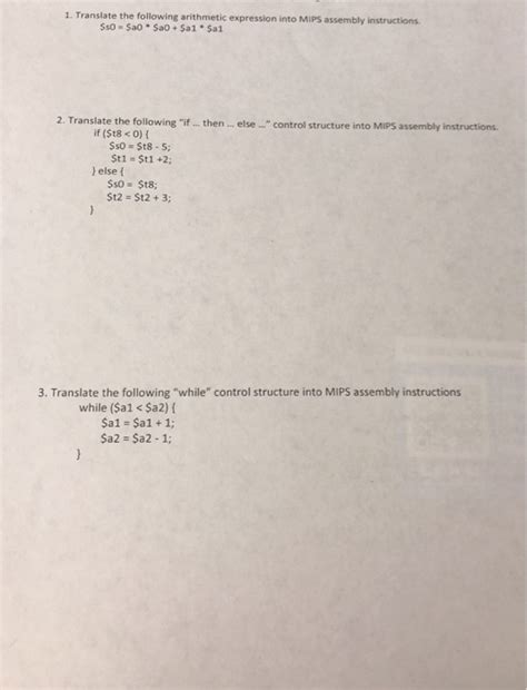 Solved 1 Translate The Following Arithmetic Expression Into