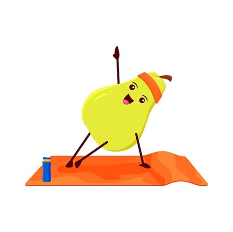 Premium Vector Cartoon Funny Pear Fruit Character Yoga Or Pilates