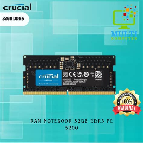 Jual MEMORY LAPTOP CRUCIAL SODIMM 32GB DDR5 RAM NOTEBOOK 32GB DDR5 PC