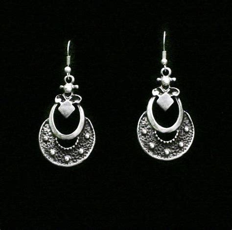 Antique Silver Plated Pewter Jewelry Earrings Ku105 By Elladalove On