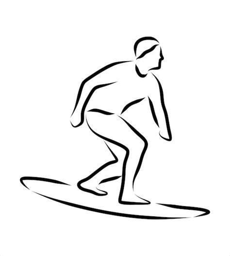Dessin Au Trait De Quelquun Qui Surfe Vecteur Premium