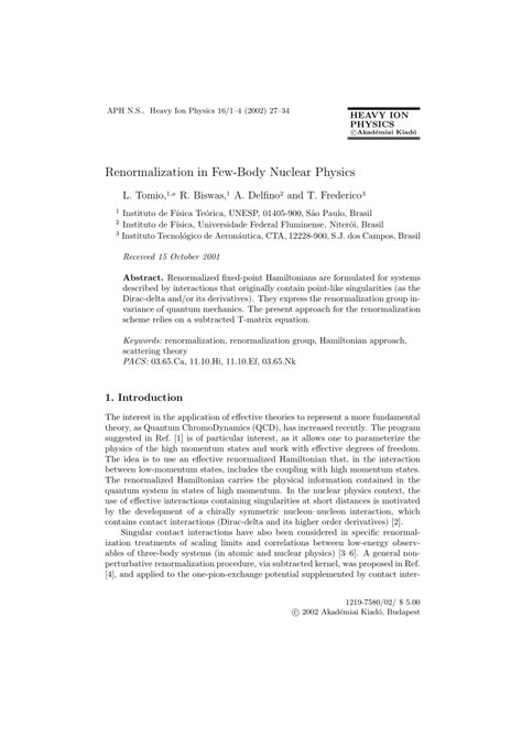 Pdf Renormalization In Few Body Nuclear Physics