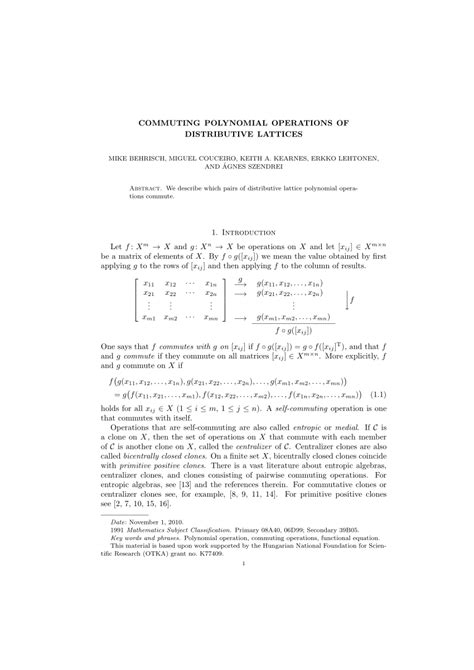 Pdf Commuting Polynomial Operations Of Distributive Lattices