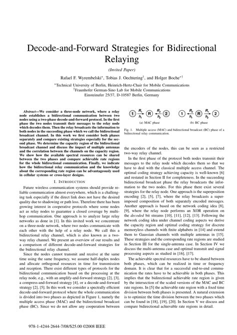 Pdf Decode And Forward Strategies For Bidirectional Relaying