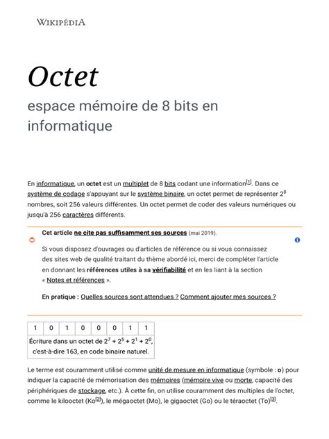 Octet Pdf Octet Décimal Codé Binaire