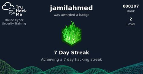 I Earned My Second Tryhackme Badge Jamil Ahmed Posted On The Topic