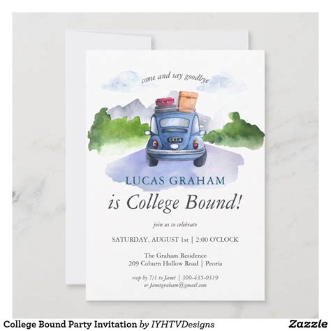 Trunk Party Going Away To College Party College Send Off Invitation Off