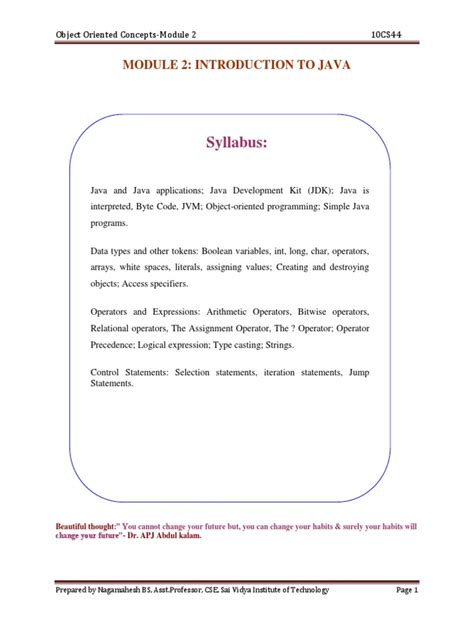 Module 2 Introduction To Java Pdf Java Programming Language Class Computer Programming